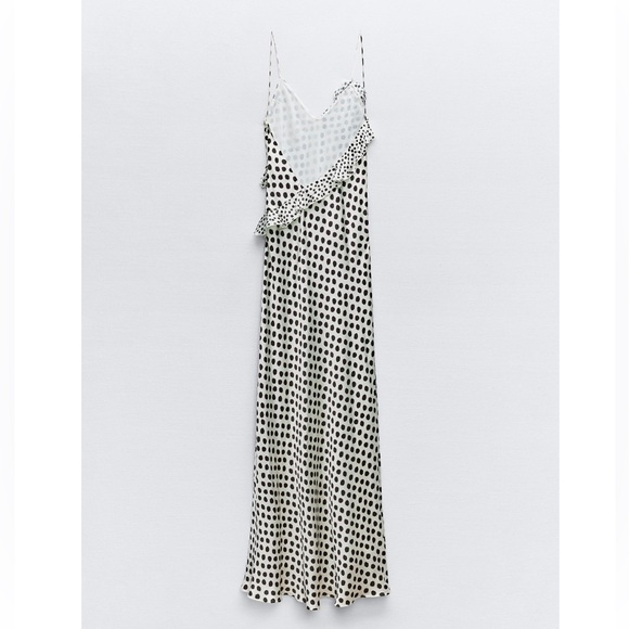 Zara | Dresses | Zara Ruffled Satin Effect Polka Dot Dress | Poshmark
